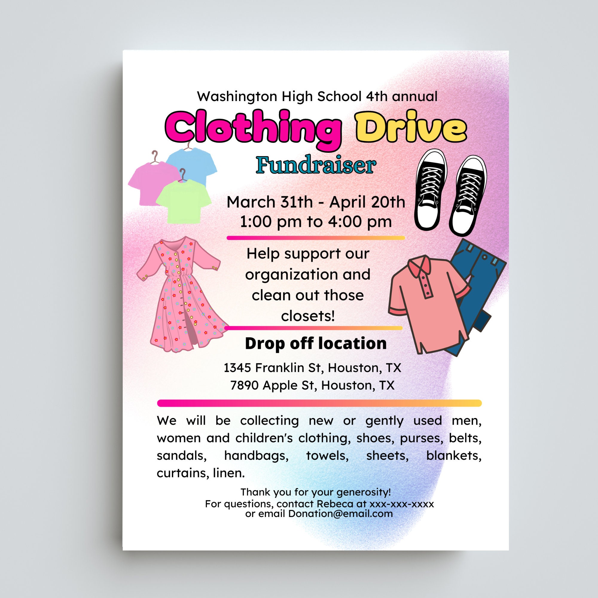 EDITABLE Clothing Drive Flyer, Editable Clothing Drive, School Church ...