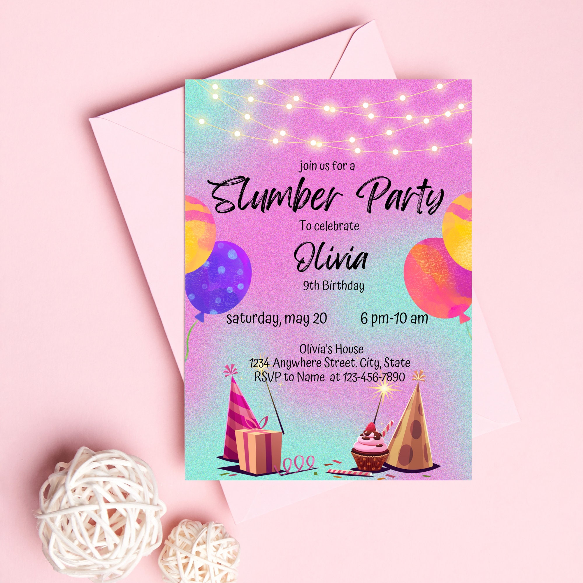 Editable Slumber Party Invitation Pajamas Party Slumber Party Invit ...