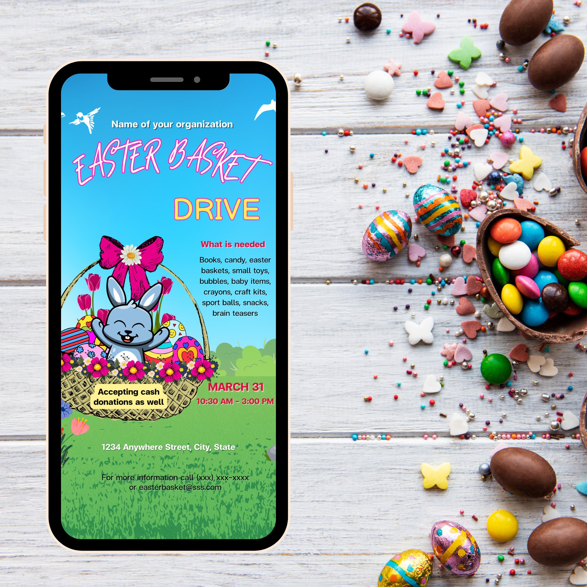Easter Basket Drive Flyer, Community Fundraiser, Charity Flyer, Pto Pta ...
