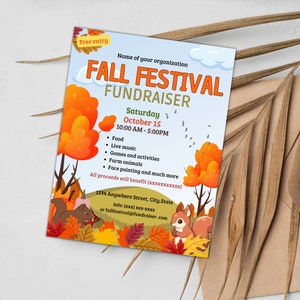 Fall Festival Fundraiser Flyer Autumn Invitation School Church Event ...
