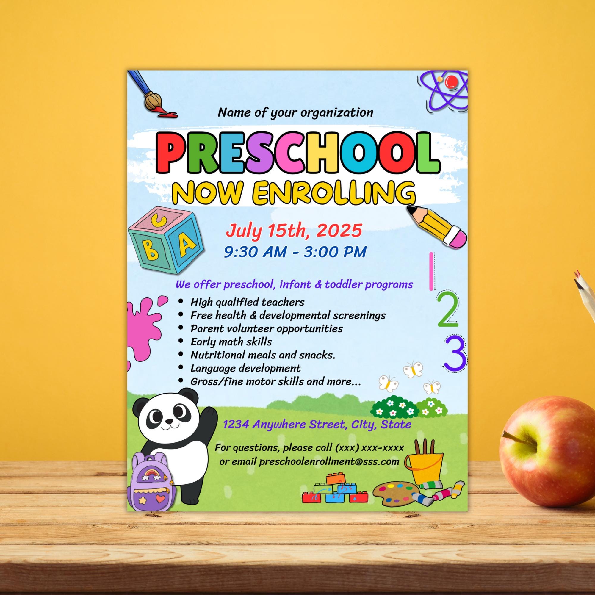 Preschool Now Enrolling Flyer, Back to School, Open Registration, Early ...