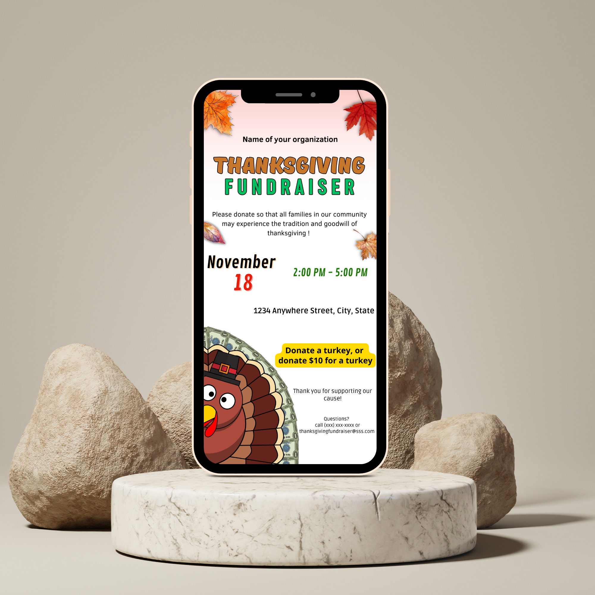 Thanksgiving Fundraiser Flyer Charity Event School Pto Pta Gratitude ...