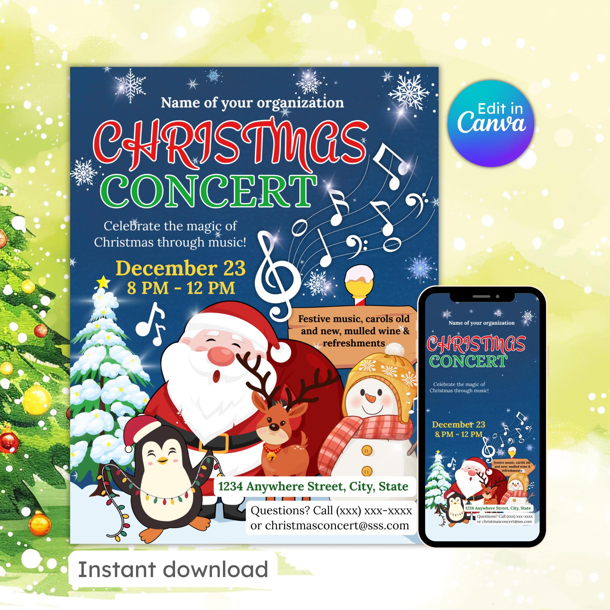 Christmas Concert Flyer, Recital Invitation, Church School Event ...