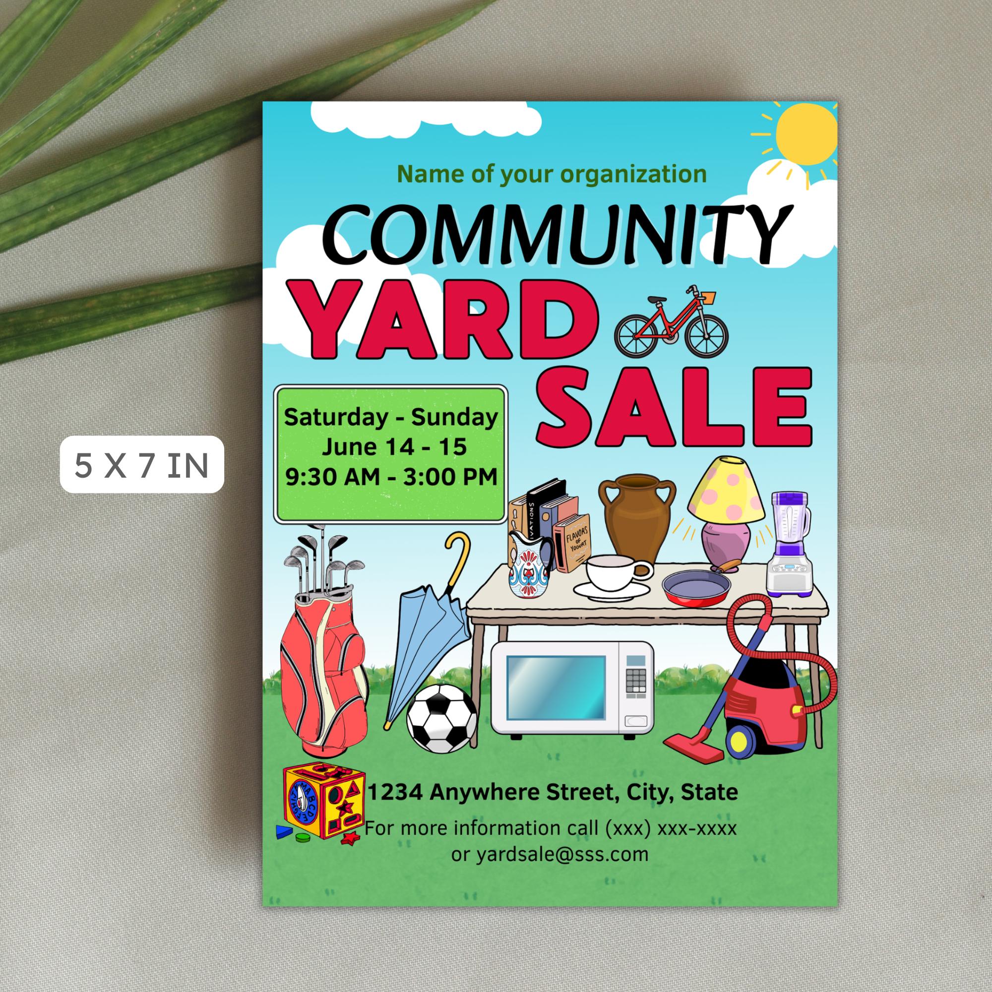 Community Yard Sale Flyer, Neighborhood Sale, Charity Event Invite ...