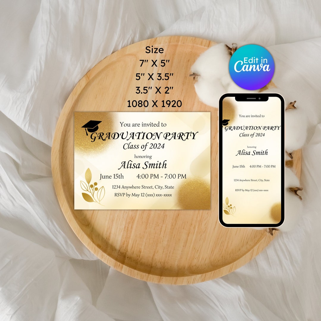 Graduation Party Insert Card, Class of 2024, High School Grad, College ...