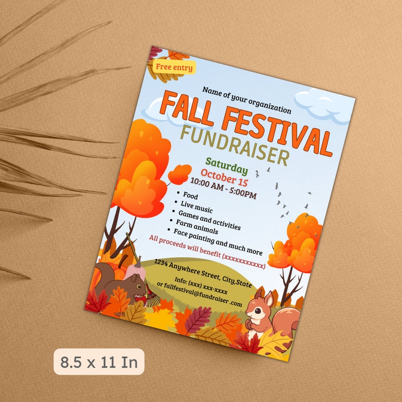 Fall Festival Fundraiser Flyer Autumn Invitation School Church Event ...