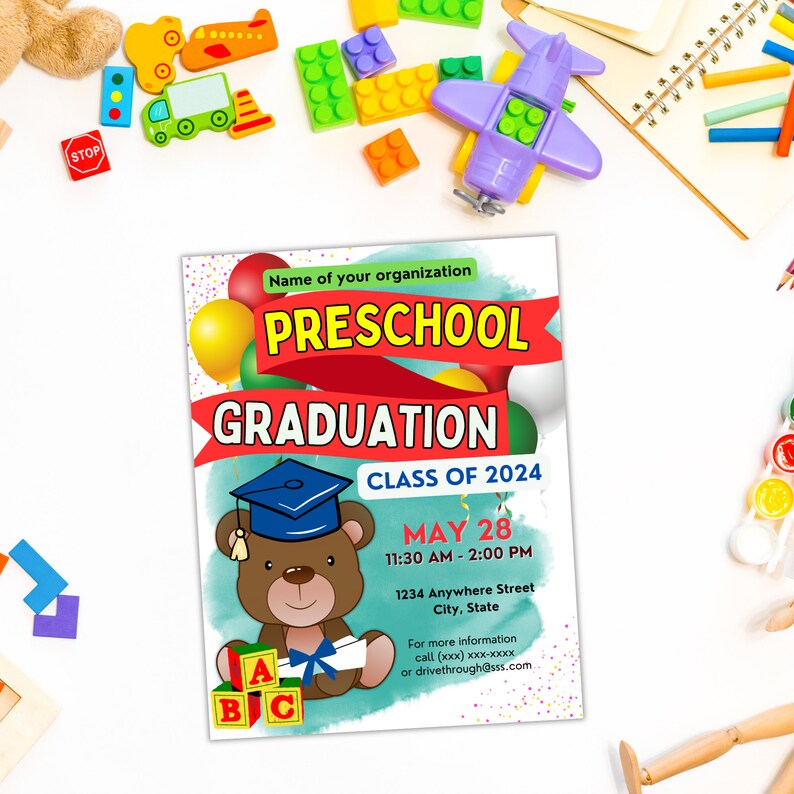 Preschool Graduation Flyer Kindergarten Grad Elementary School ...