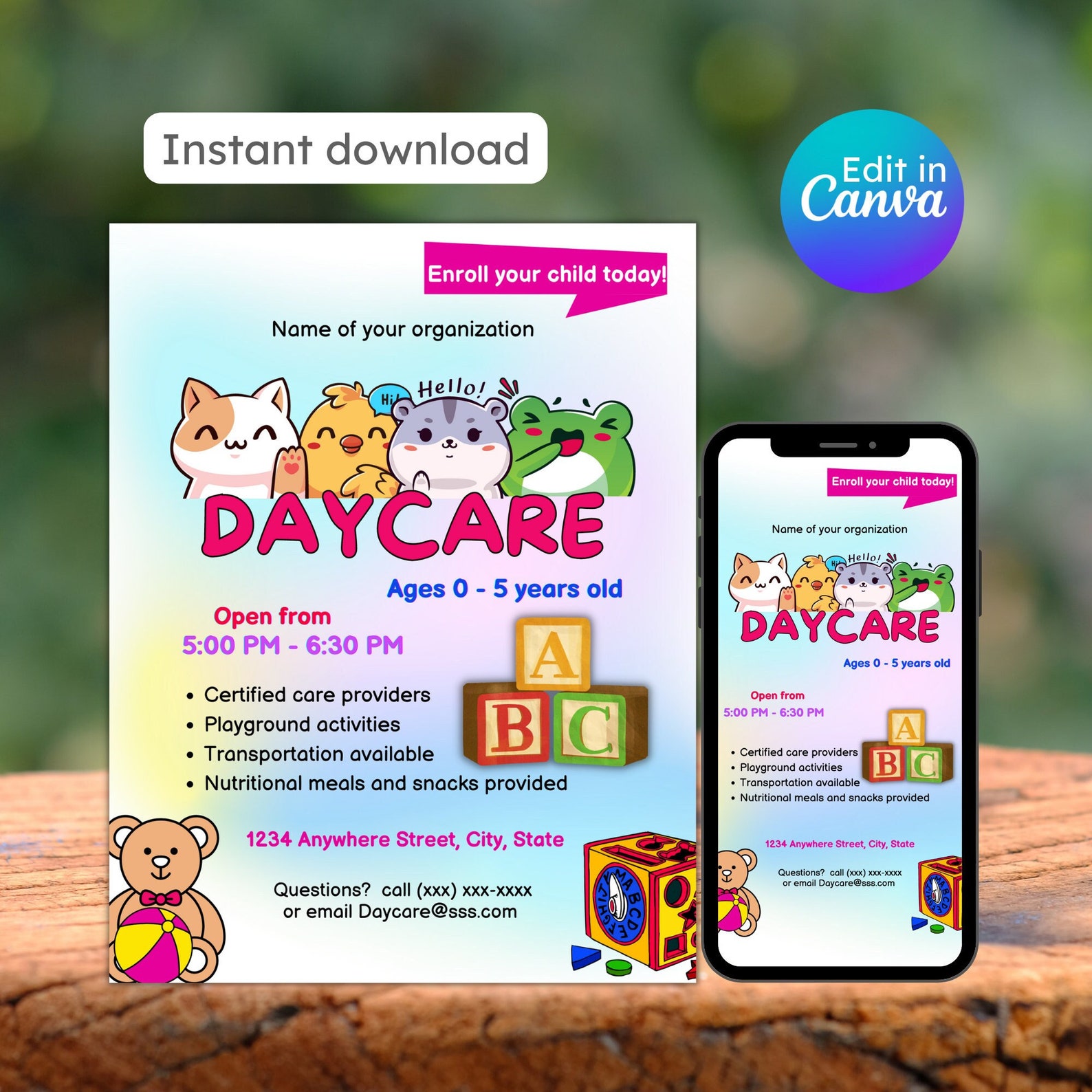 Editable Daycare Enrollment Flyer, Early Childhood, Social Media Post ...