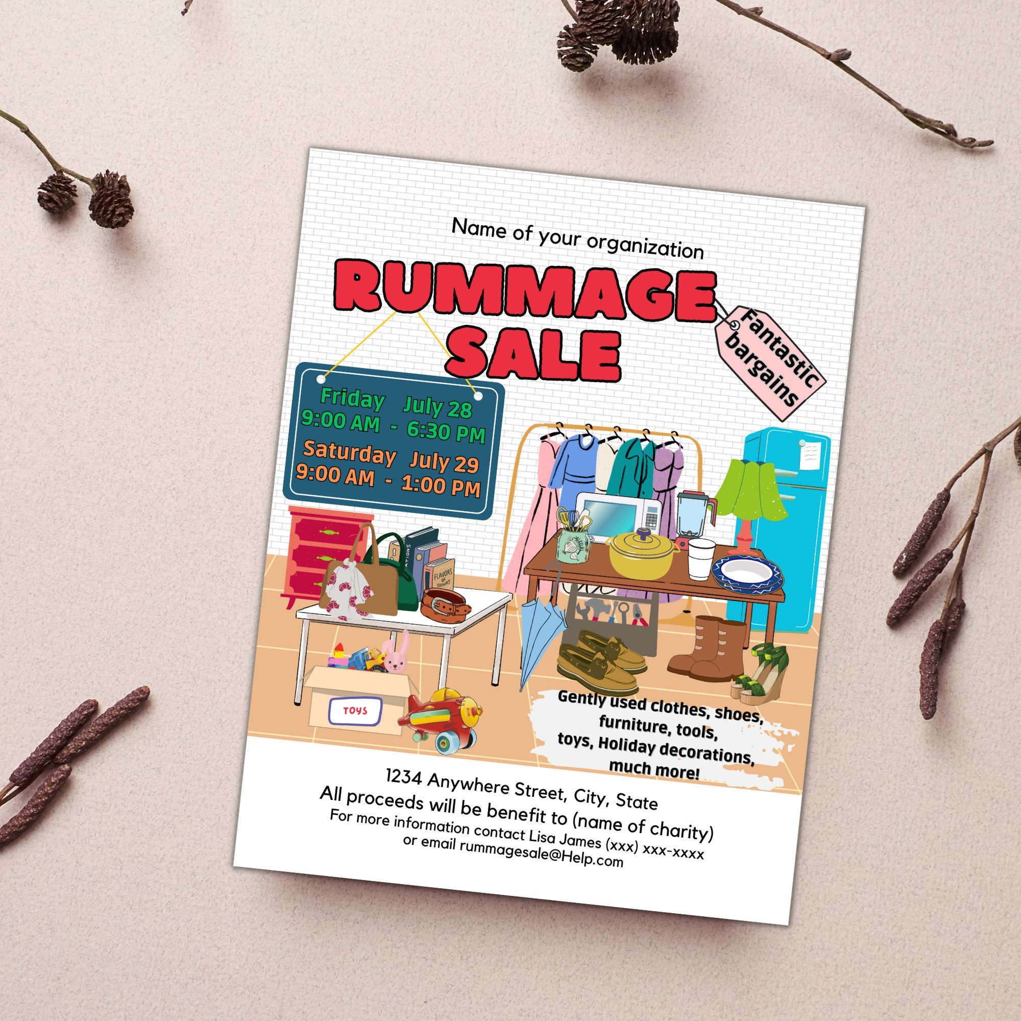 Rummage Sale Flyer, Neighborhood Yard Sale, Garage Sale Flyer Template ...