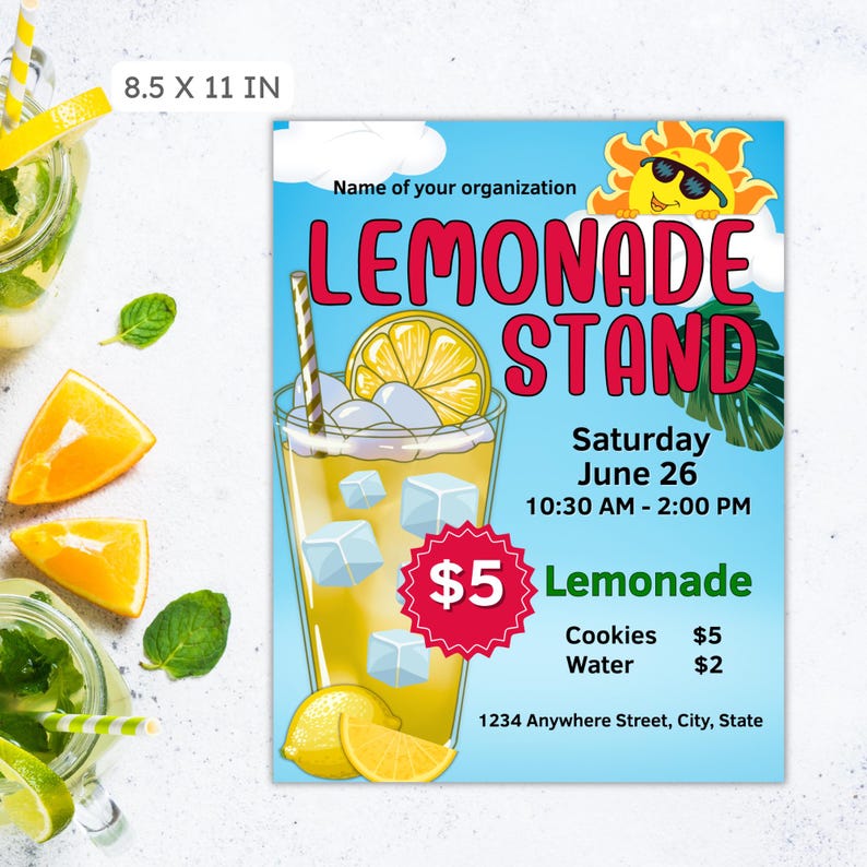 Editable Lemonade Stand Flyer: Summer Fundraiser Printable (digital ...