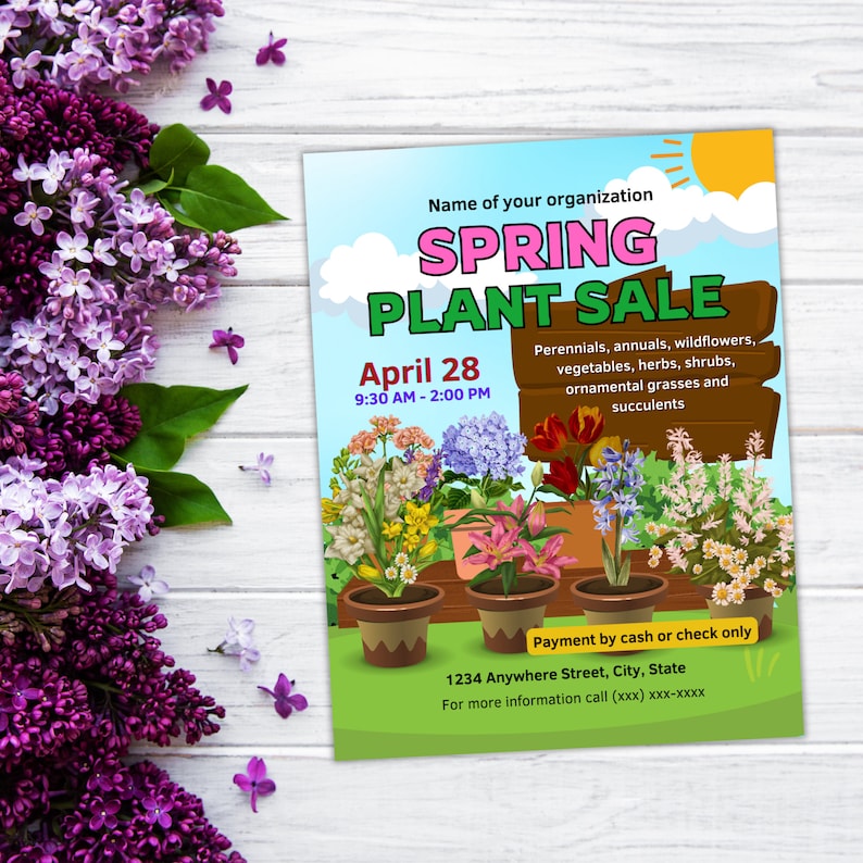Spring Plant Sale Flyer Plant Fundraiser Church School Event Flower ...