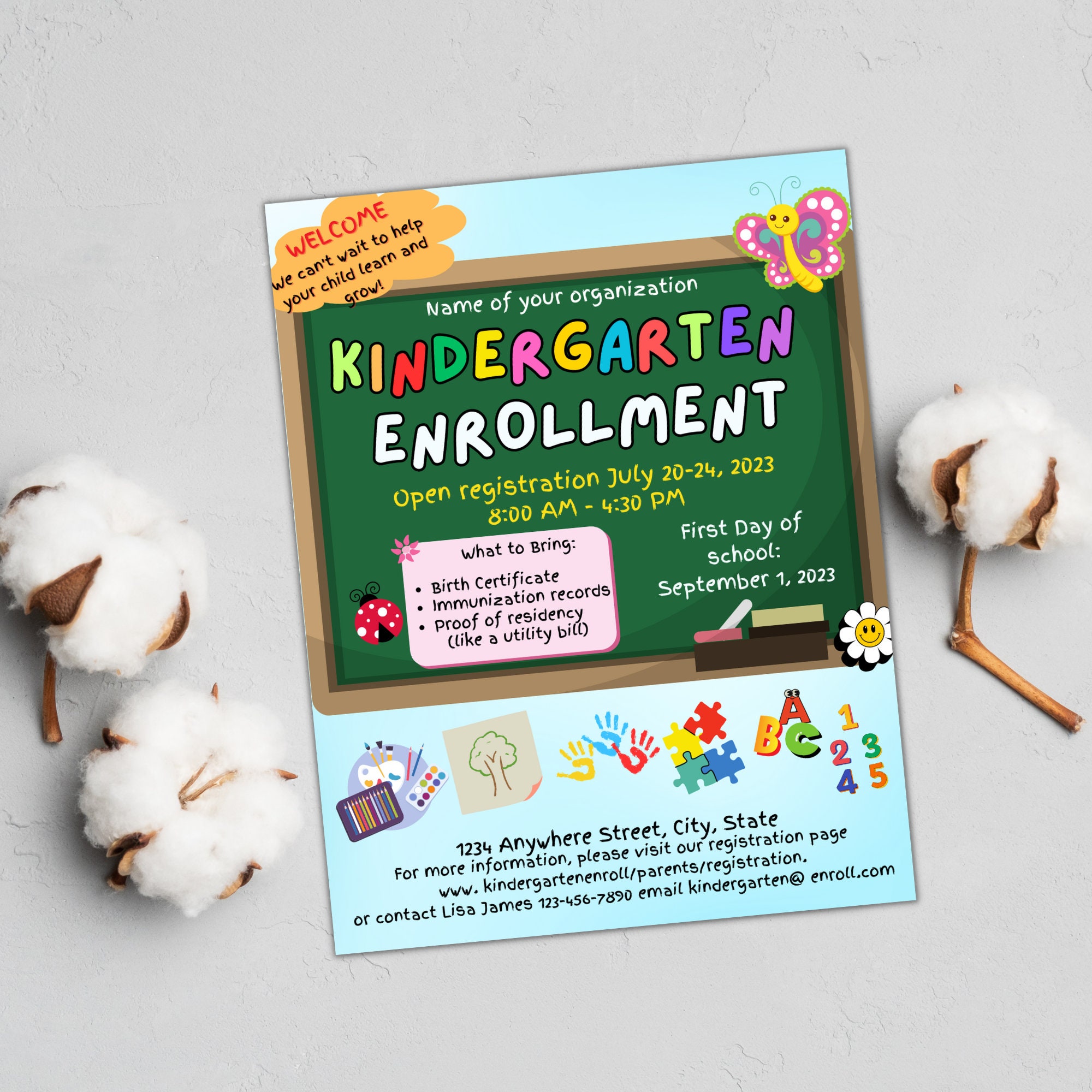 Kindergarten Enrollment Flyer Open Enrollment Pta Pto Flyer ...