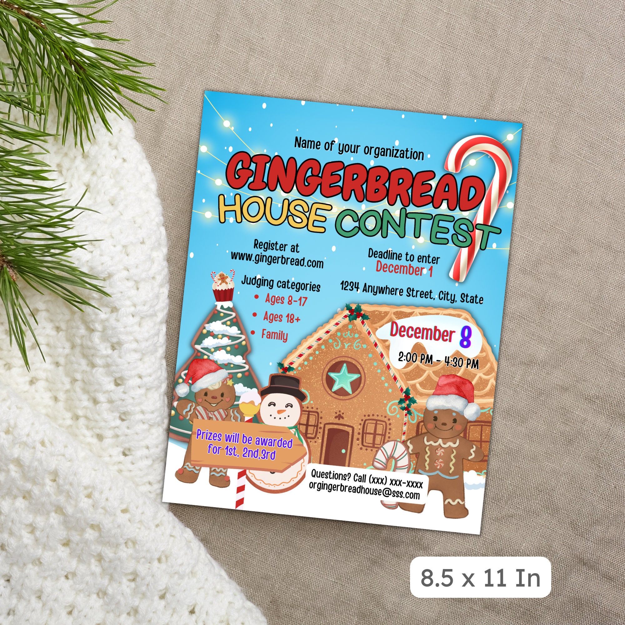 Gingerbread House Contest Flyer Cooking Decorating Christmas Cookie ...