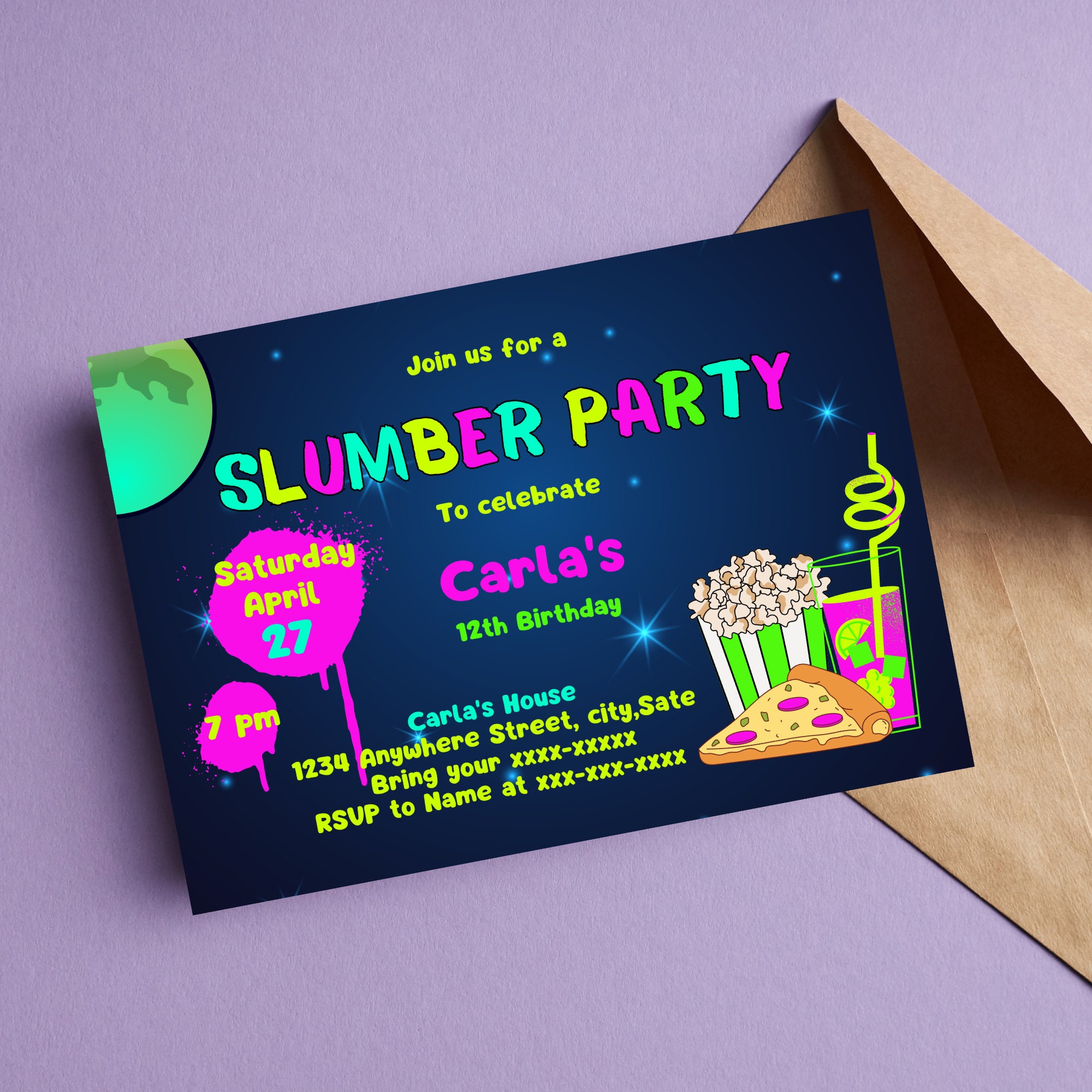 Slumber Party Invitation Slumber Party Invit Sleepover Party Invite