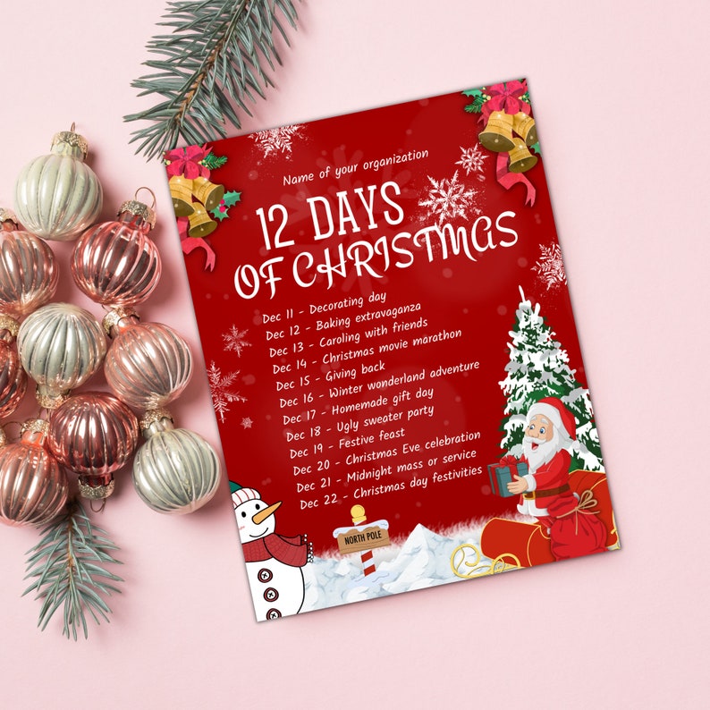 Editable 12 Days of Christmas Flyer: School PTO/PTA, Holiday Post ...