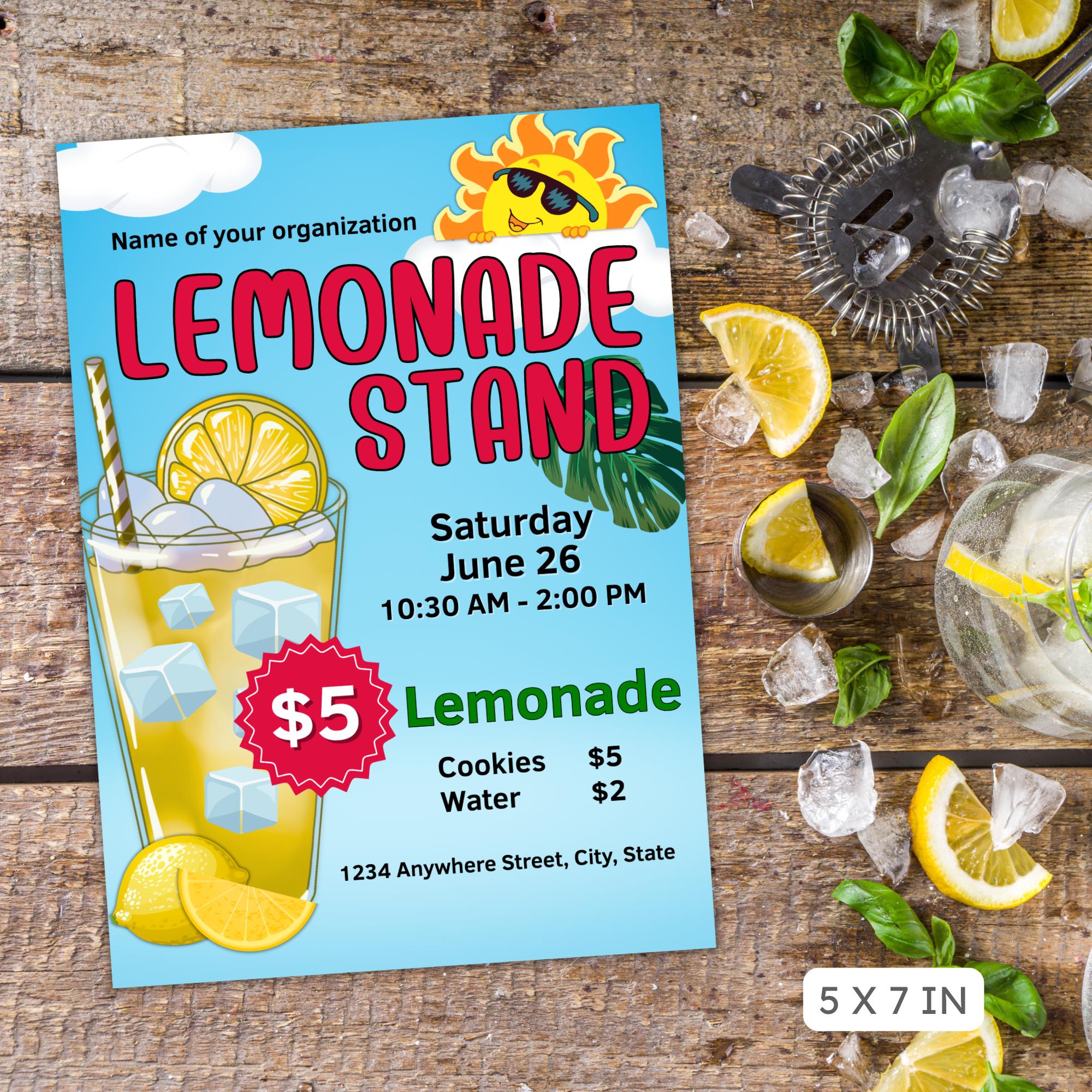 Editable Lemonade Stand Flyer: Summer Fundraiser Printable (digital ...