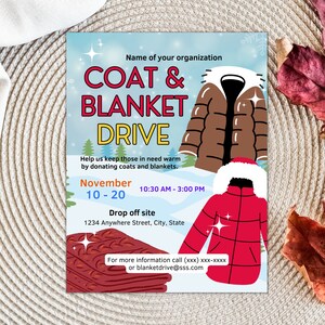 Coat and Blanket Drive Flyer, Winter Clothing, Charity Event, Warm ...