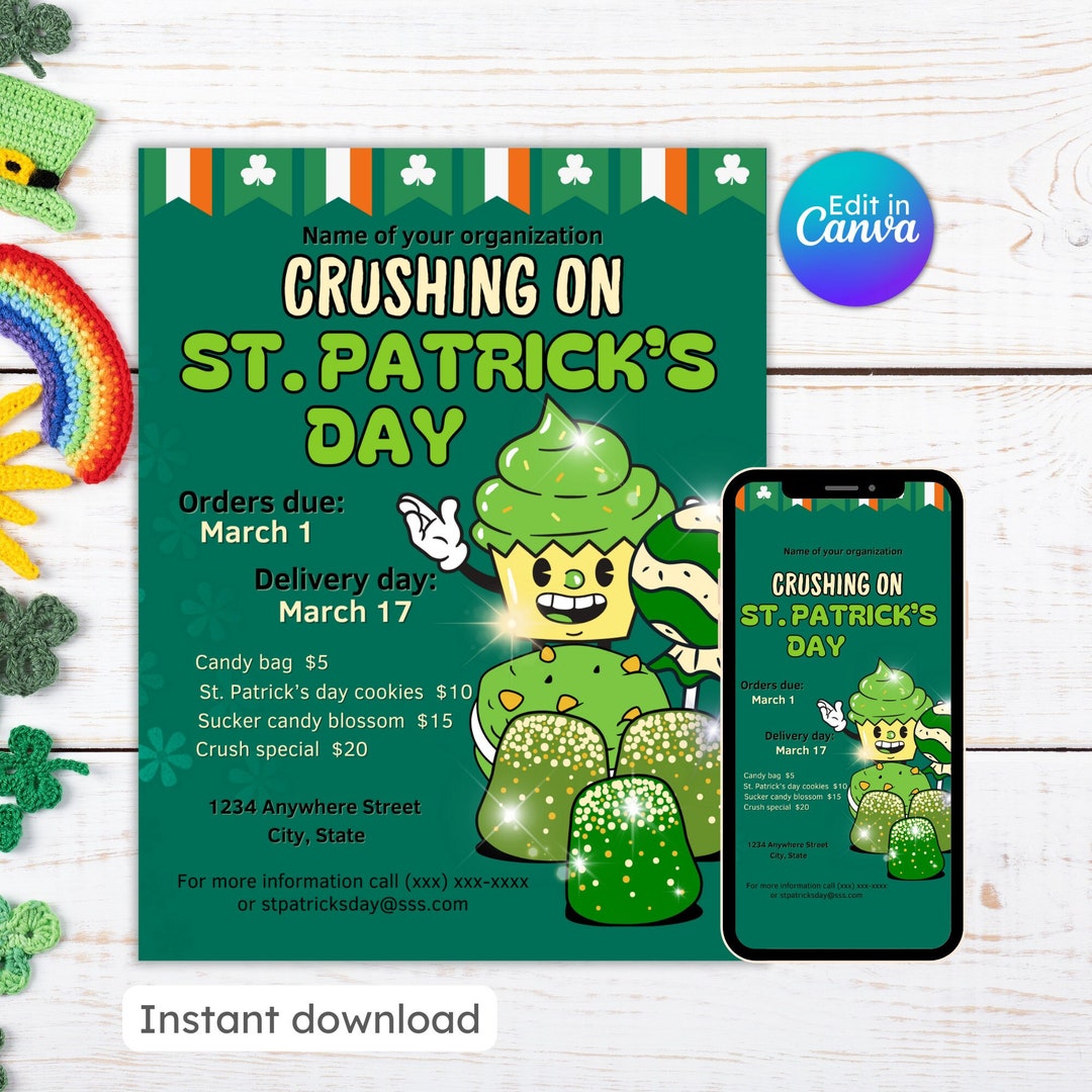 St. Patrick's Day Candy Gram Flyer: Editable Church Fundraiser (digital ...