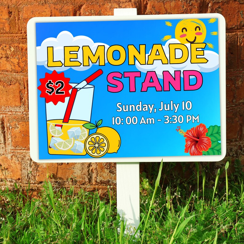 Lemonade Stand Sign Ice Cold Lemonade Personalized Sign Summer Party ...