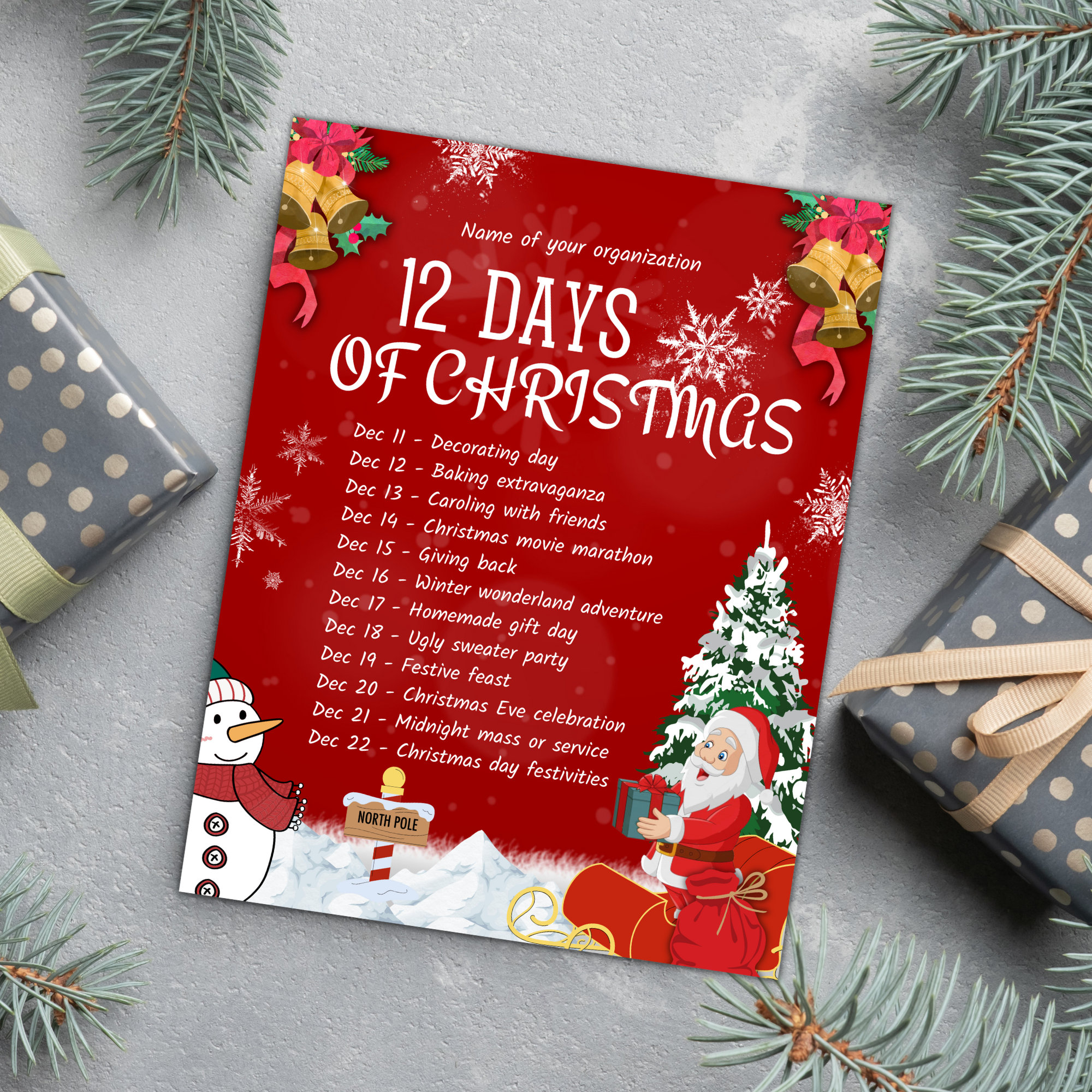 Editable 12 Days of Christmas Flyer: School PTO/PTA, Holiday Post ...