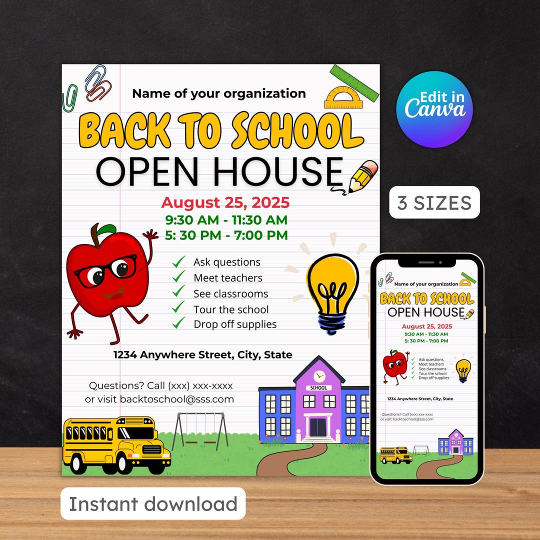 Back to School Open House Flyer, Pto Event, 1st Day of School, Meet the ...