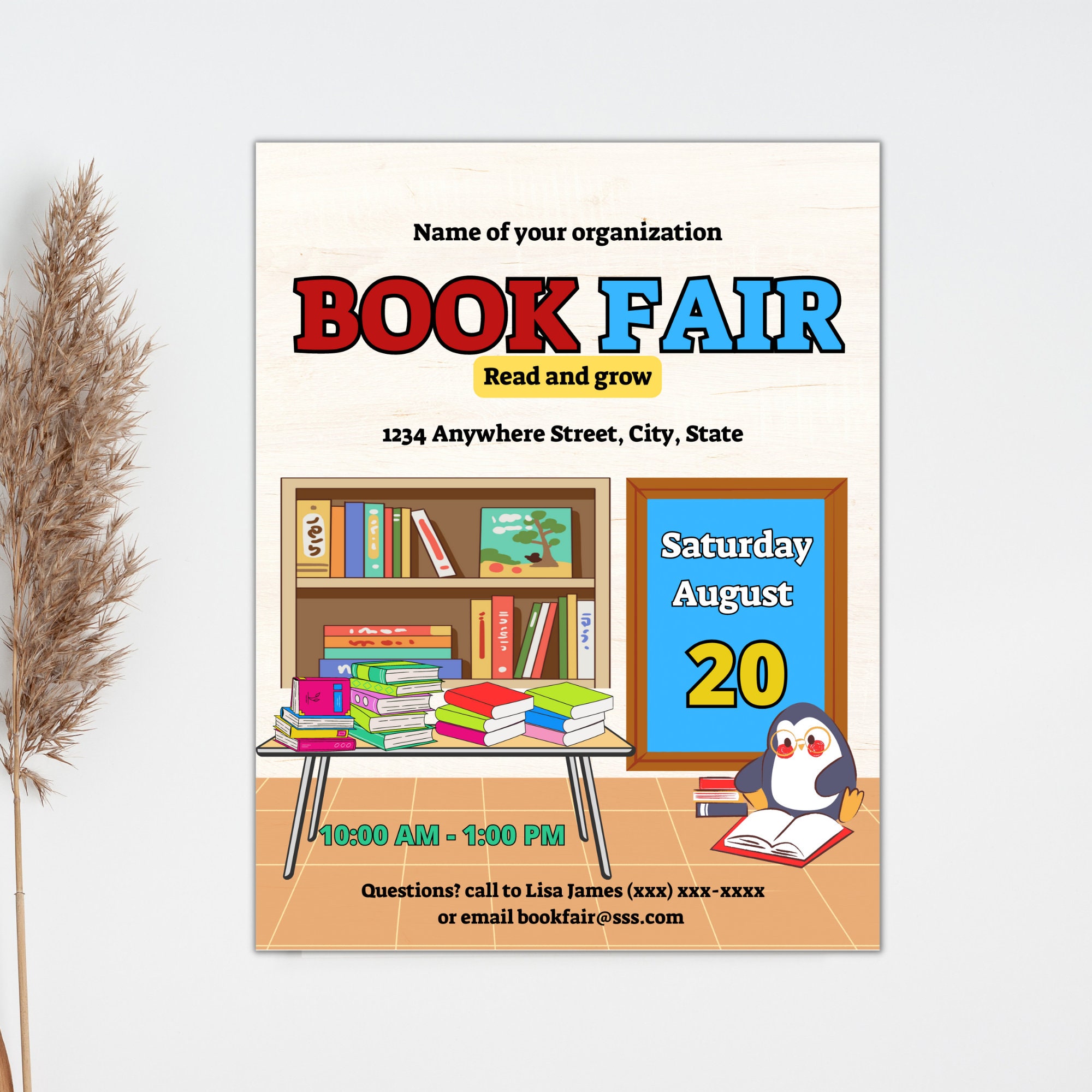 Book Fair Flyer Scholastic Book Fair Reading Party School Fundraiser ...