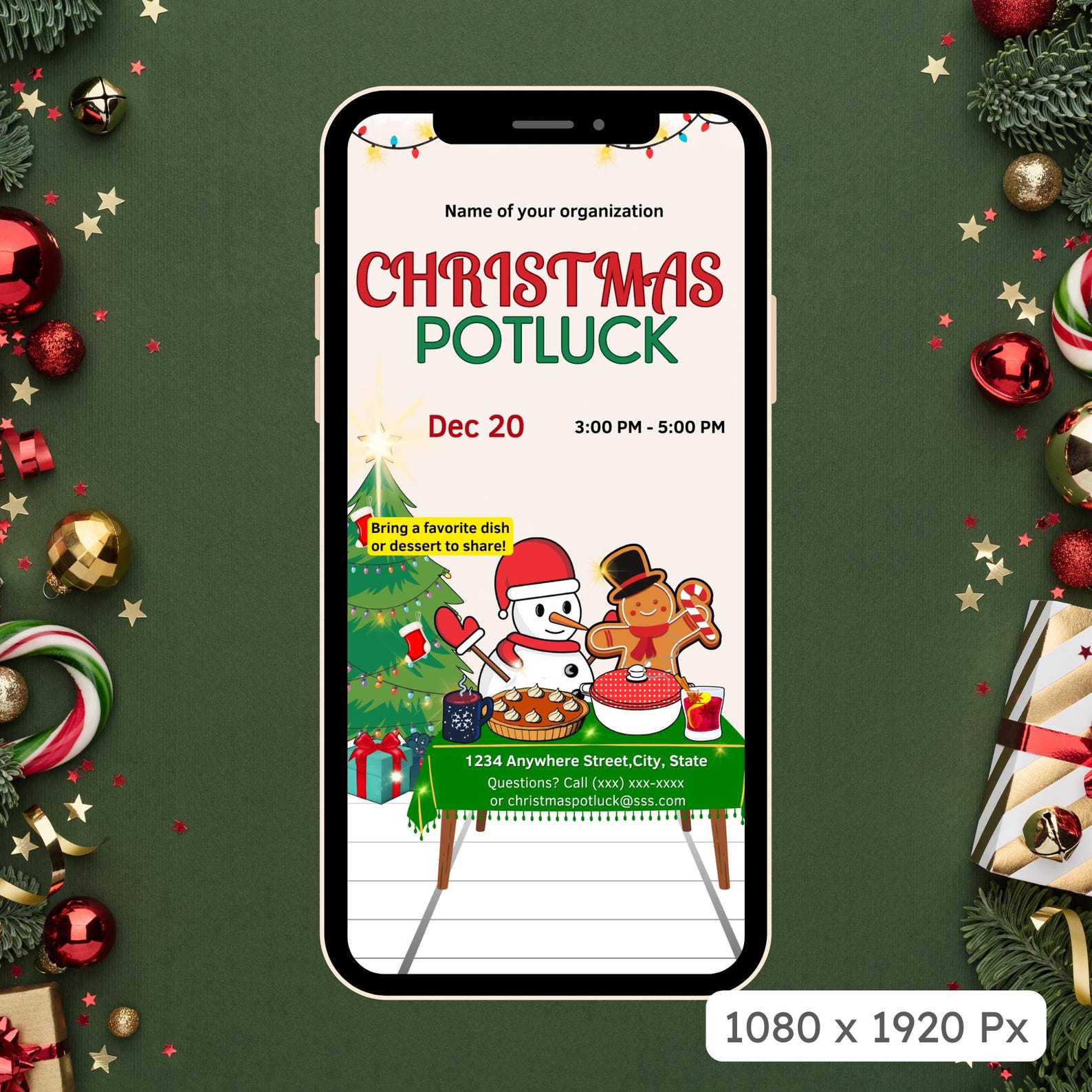 Christmas Potluck Flyer Holiday Invitation Office Potluck Christmas ...