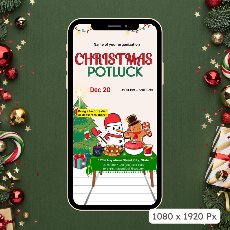 Christmas Potluck Flyer Holiday Invitation Office Potluck Christmas ...