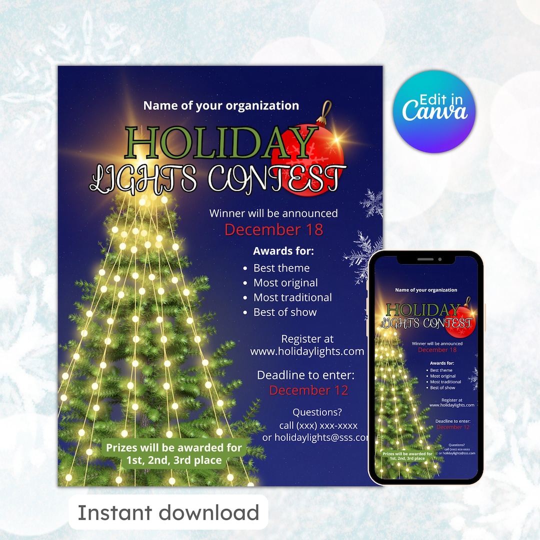 Holiday Lights Contest Flyer Christmas Tree Festival of Lights ...