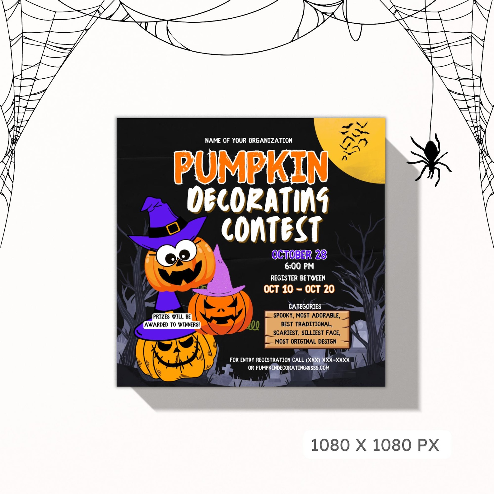 Pumpkin Decorating Contest Flyer, Community Event, Halloween Party ...
