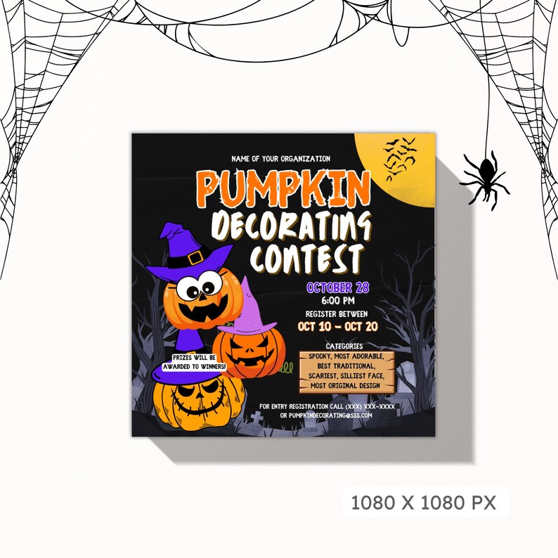 Pumpkin Decorating Contest Flyer, Community Event, Halloween Party ...