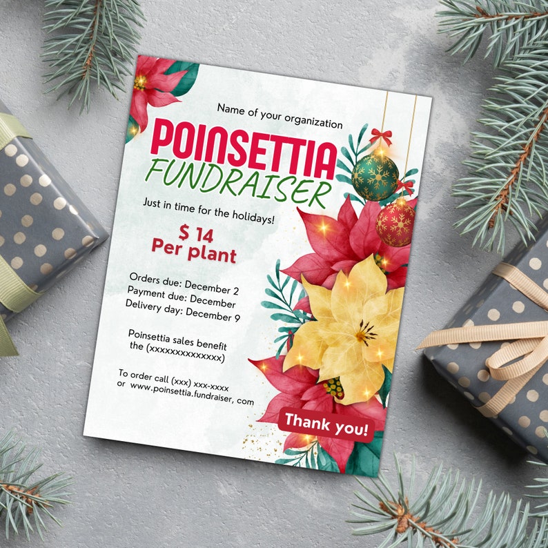 Poinsettia Fundraiser Flyer Christmas Flowers Plant Flower Sale ...