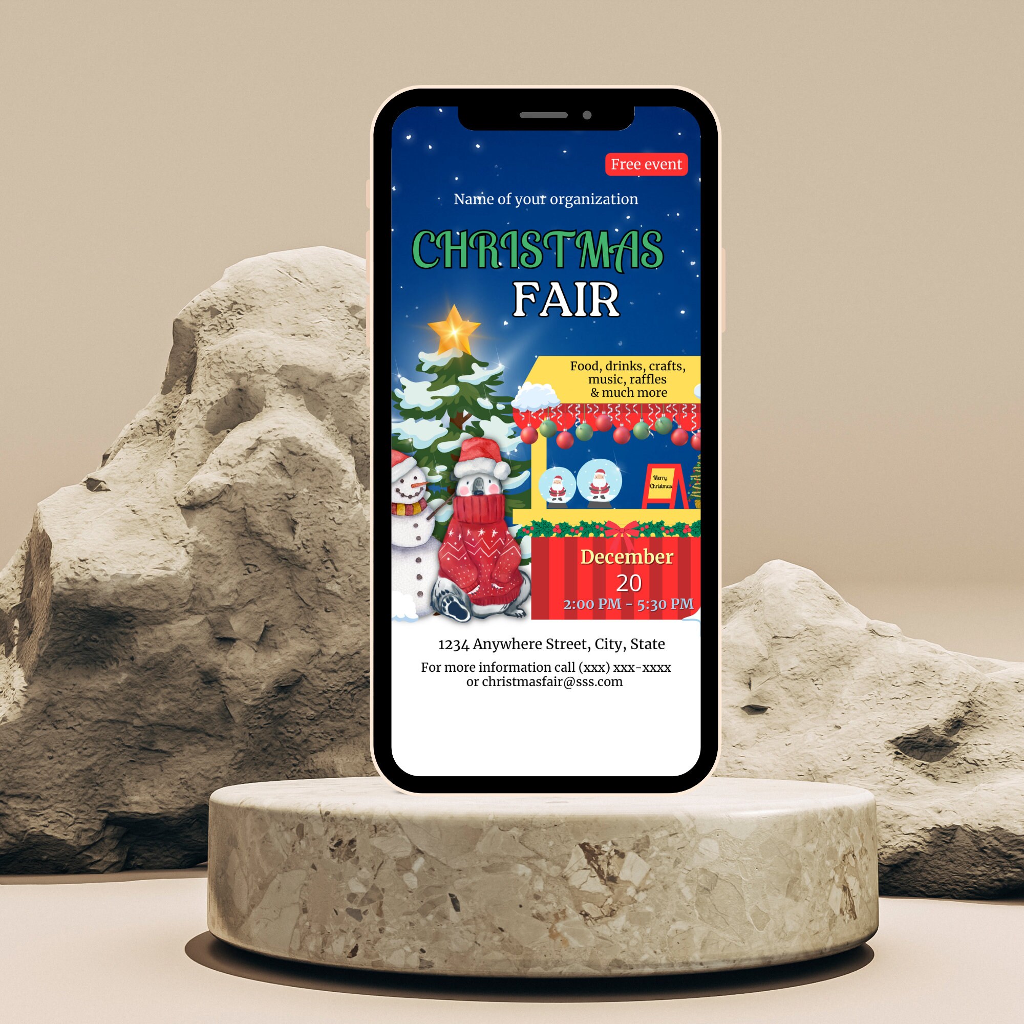 Christmas Fair Flyer, Holiday Market, Community Event, Photos With ...