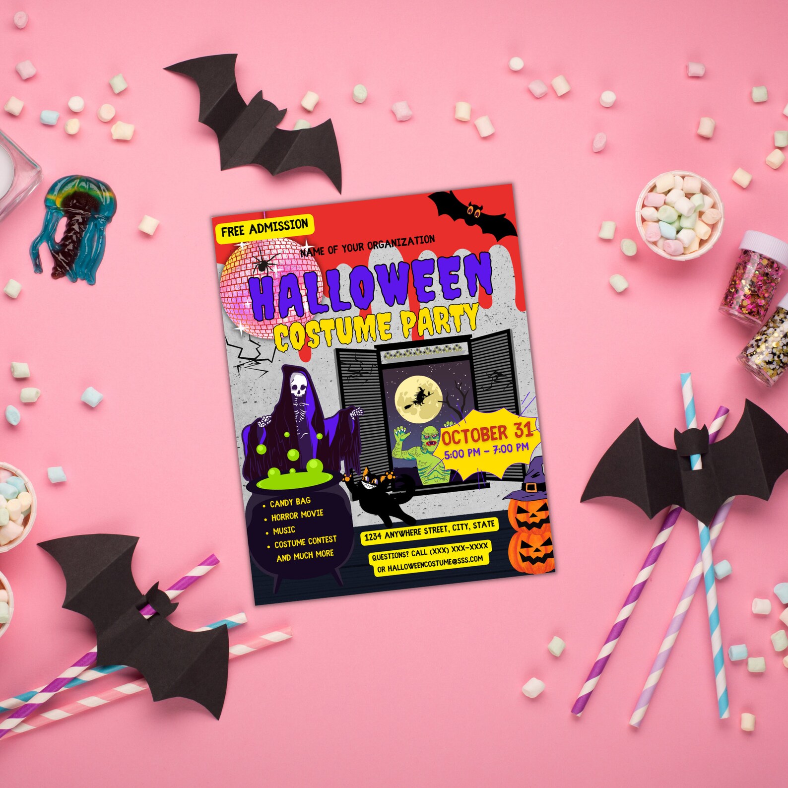 Halloween Costume Party Flyer Trick or Treat Witches Party Spooky ...