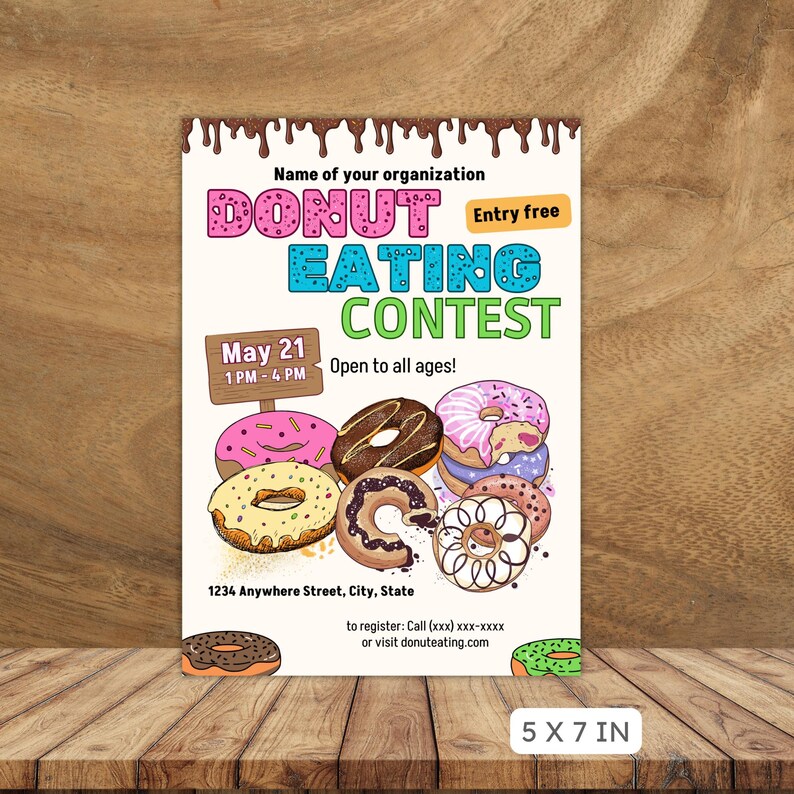 Donut Eating Contest Flyer Competition Ideas Community Event Doughnut ...
