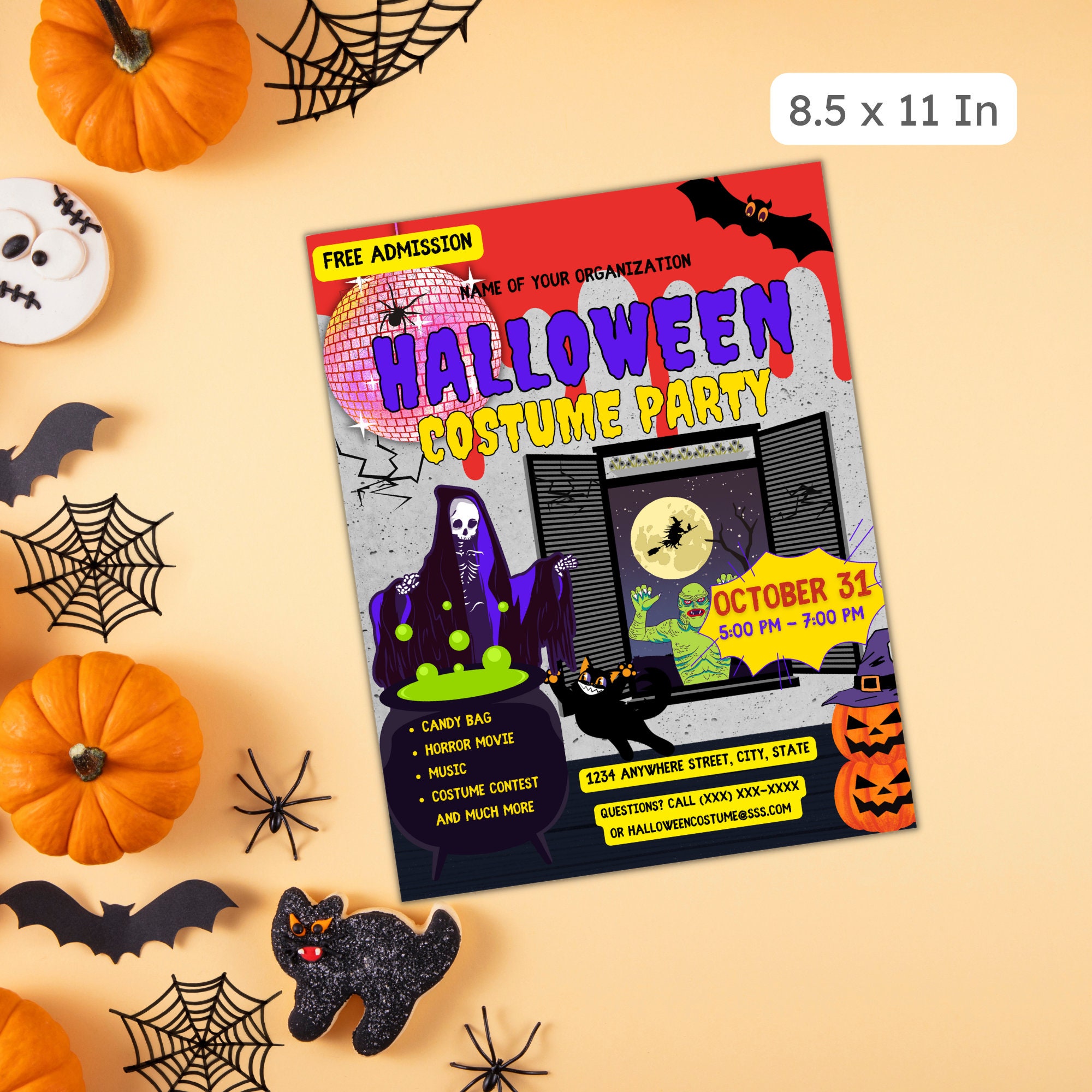 Halloween Costume Party Flyer Trick or Treat Witches Party Spooky ...