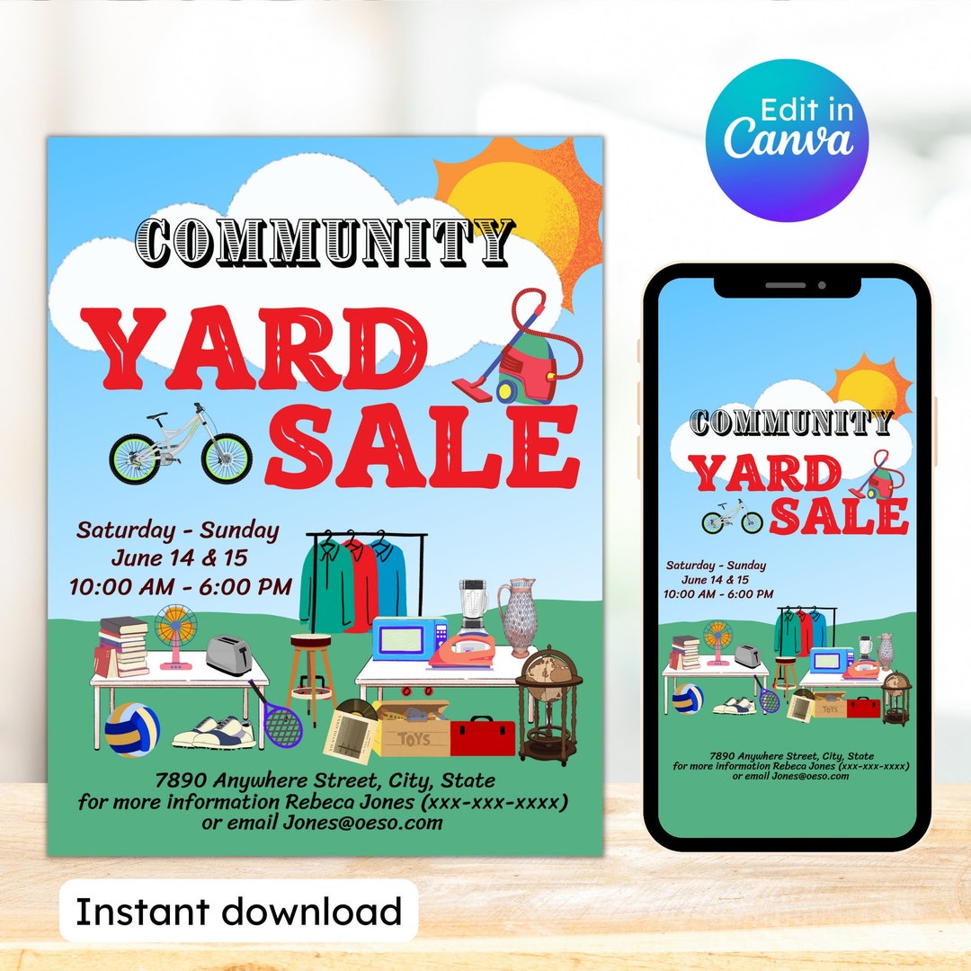Community Yard Sale Neighborhood Yard Sale Garage Sale Yard - Etsy