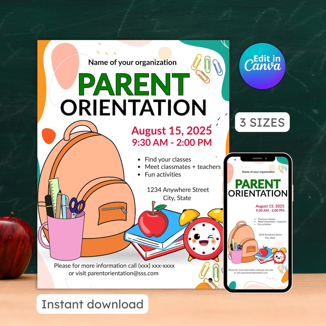Parent Orientation Flyer, Meet the Teacher, Back-to-school Info, School ...