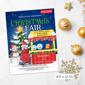 Christmas Fair Flyer, Holiday Market, Community Event, Photos With ...