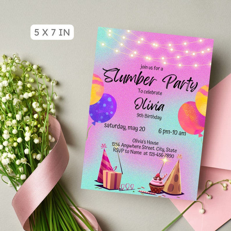 Editable Slumber Party Invitation Pajamas Party Slumber Party Invit ...