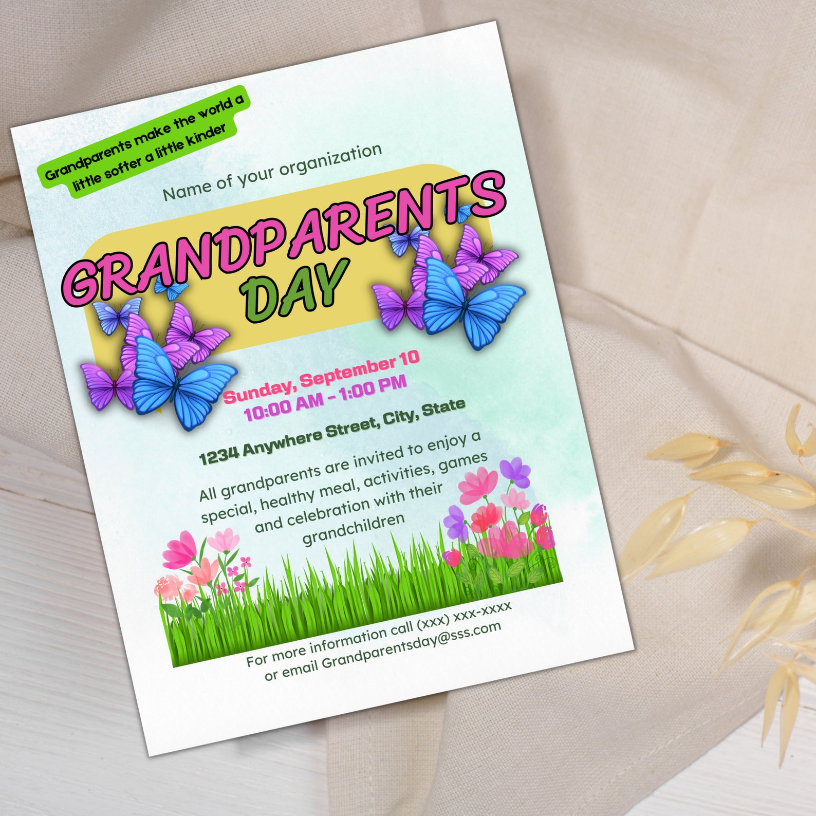 Grandparents Day Flyer Lunch School Grandparents Day Invite Family Fun ...