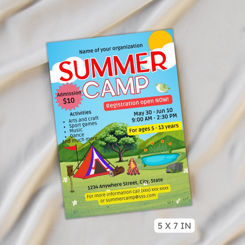 Editable Summer Camp Flyer: Kids Event Template (digital Download) - Etsy