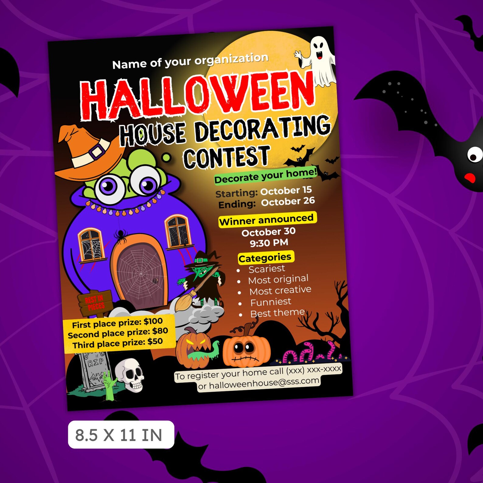 Halloween House Decorating Contest Flyer, Spooky Season, Haunted House ...