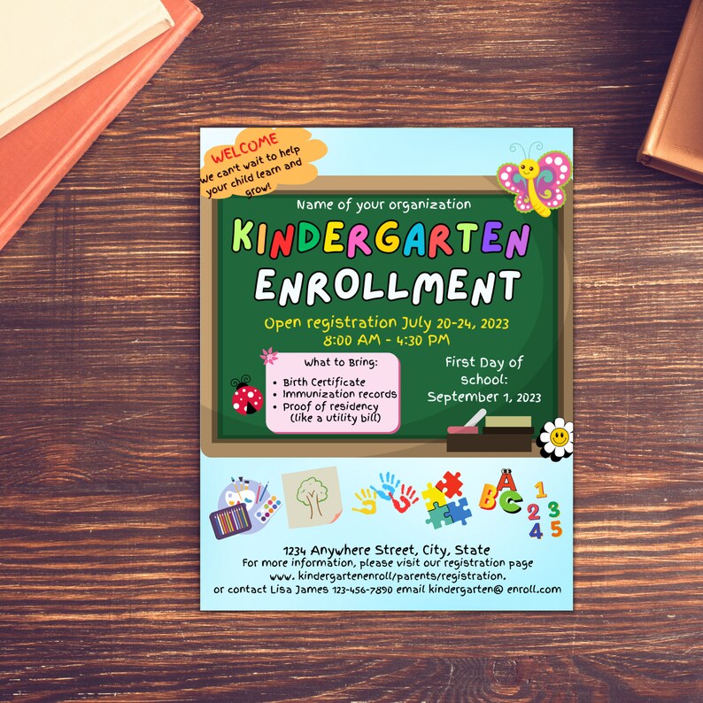 Kindergarten Enrollment Flyer Open Enrollment Pta Pto Flyer ...