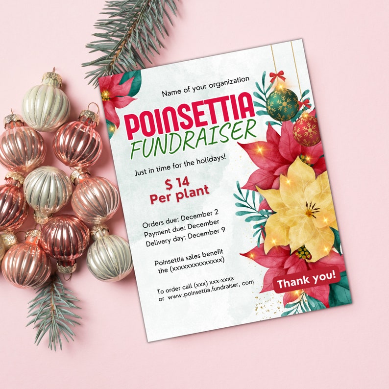 Poinsettia Fundraiser Flyer Christmas Flowers Plant Flower Sale ...