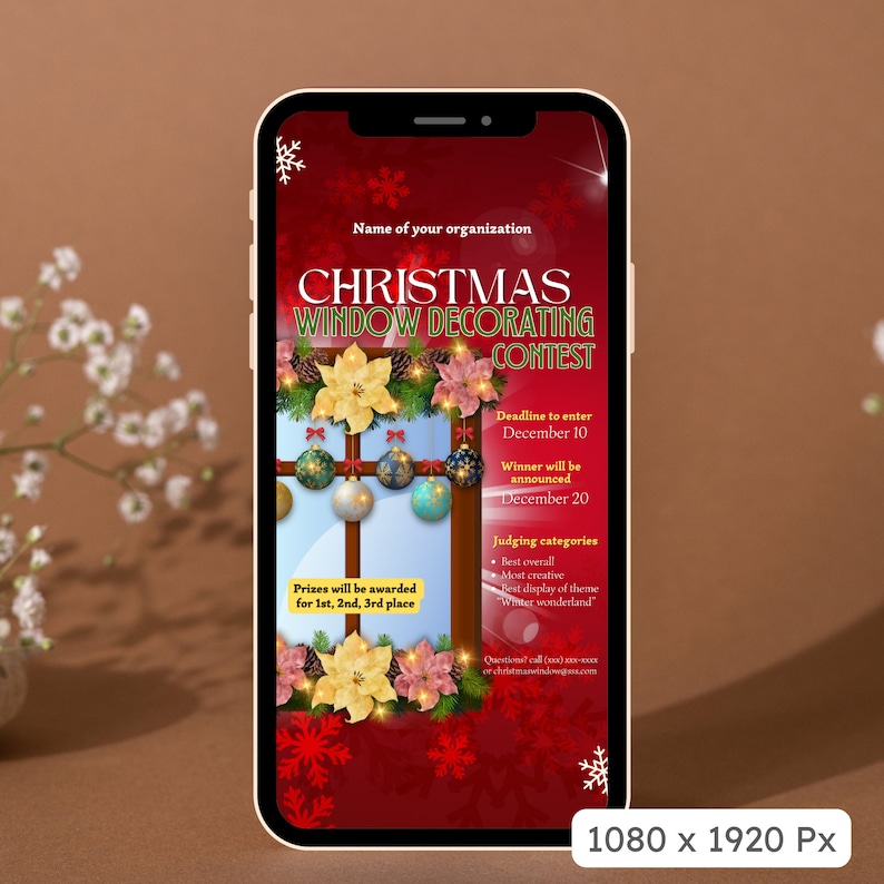 Christmas Window Decorating Contest Flyer Holiday Invitation Community ...