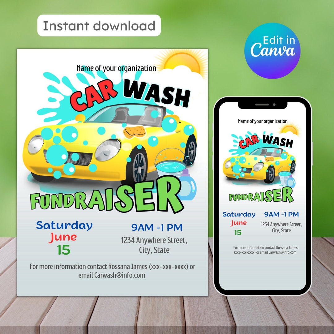 Editable Car Wash Fundraiser Flyer Mobile Car Wash Car Wash - Etsy