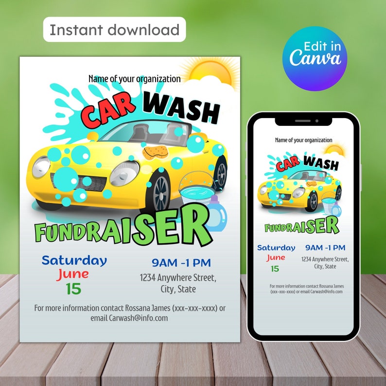 Editable Car Wash Fundraiser Flyer Mobile Car Wash Car Wash - Etsy