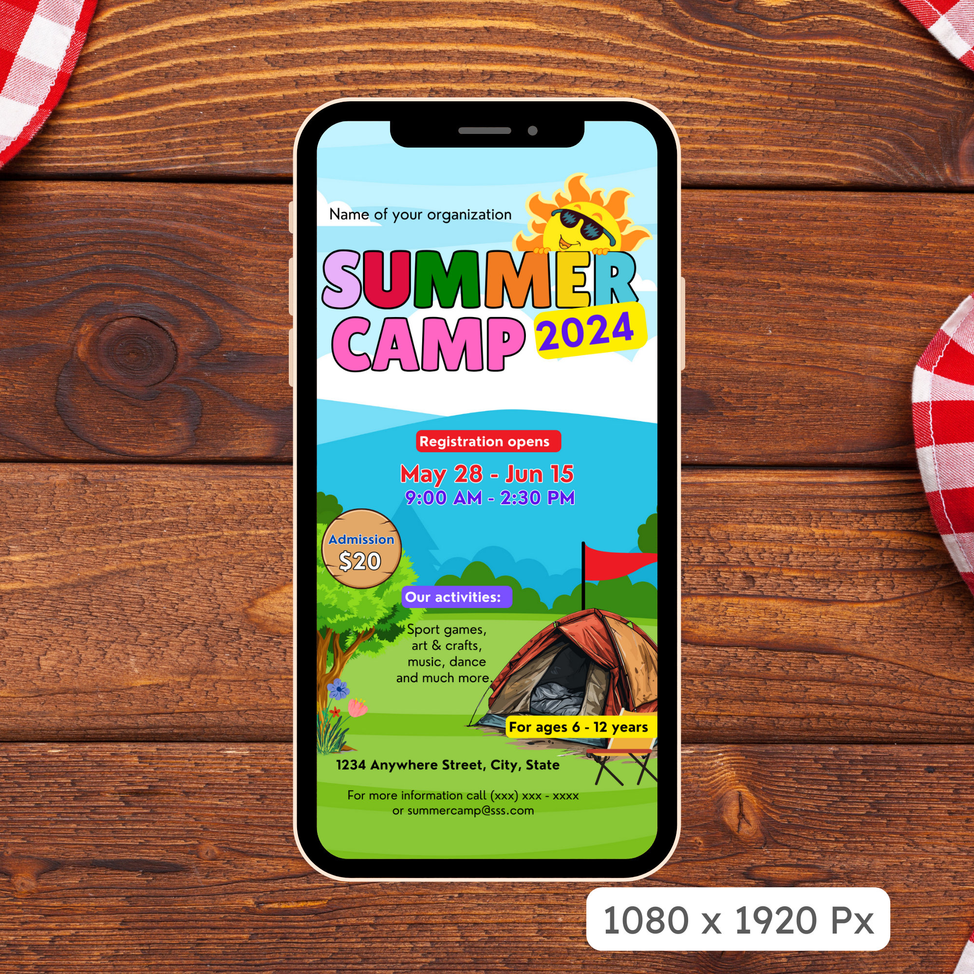 Kids Summer Camp Flyer Camping Invitation Community Event Summer ...