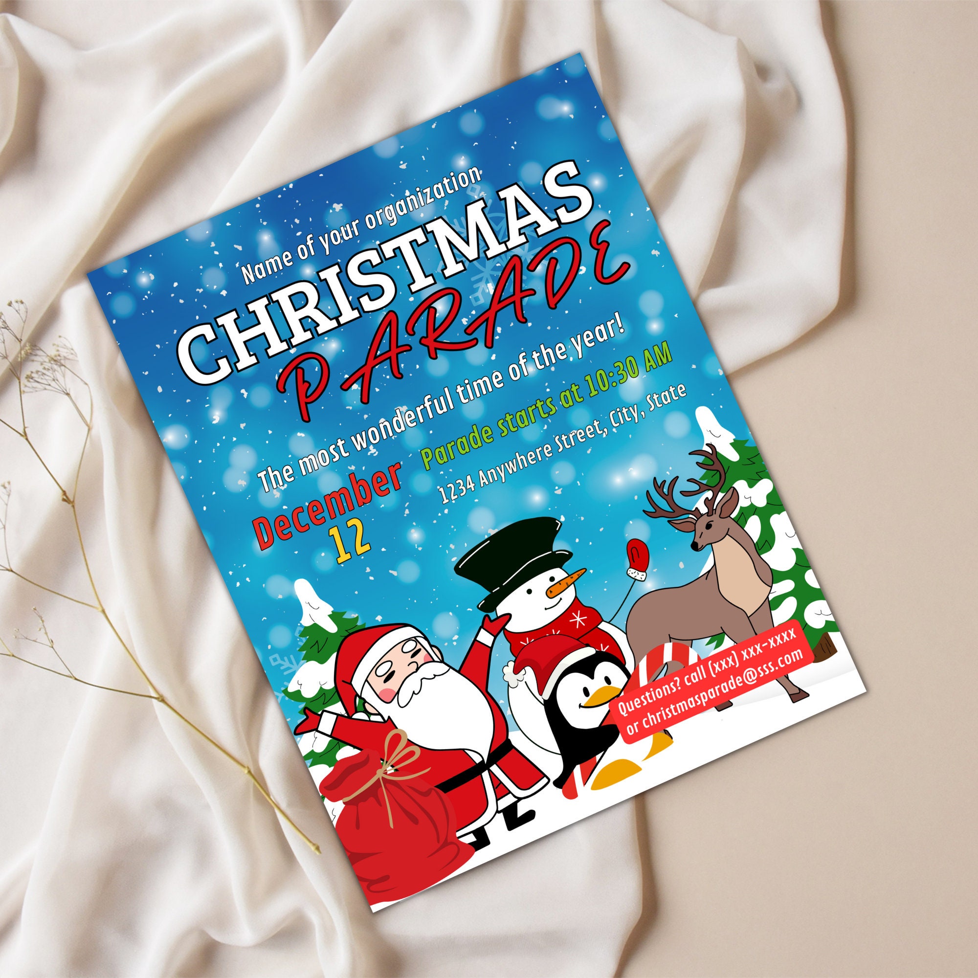 Christmas Parade Flyer, Santa Claus, Community Event, Main Street USA ...